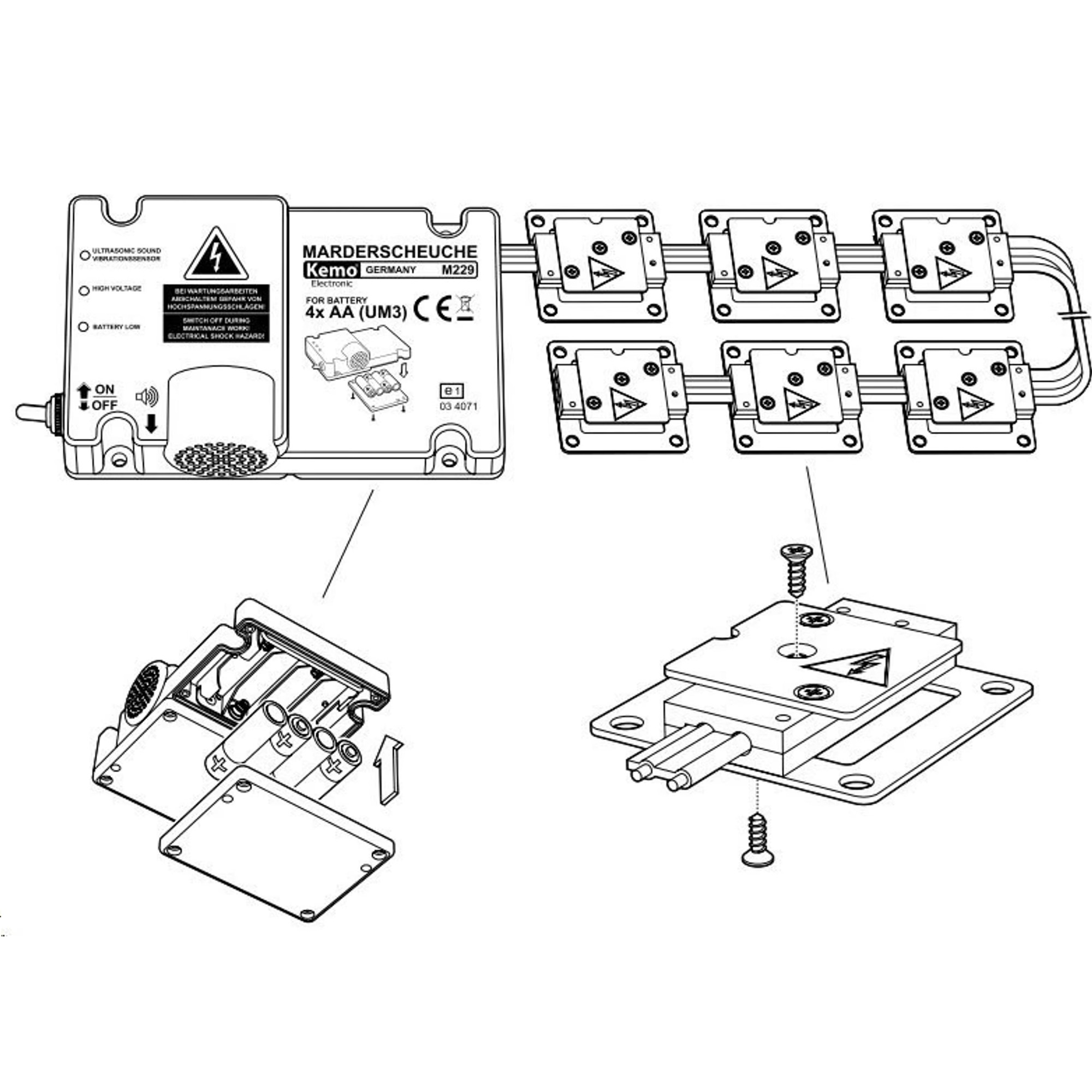 KEMO M229 Anti-marten ultrasonic device with 6 high-voltage plates ...